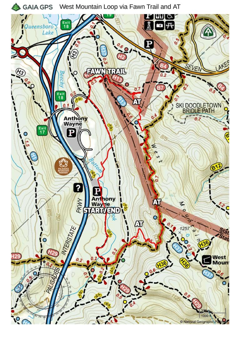 West Mountain Loop via Fawn Trail and AT – Bear Mountain State Park
